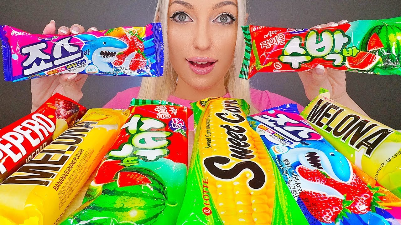 ASMR EATING KOREAN ICE CREAM, RAINBOW DESSERT, SWEET FOOD, 아이스크림 ...