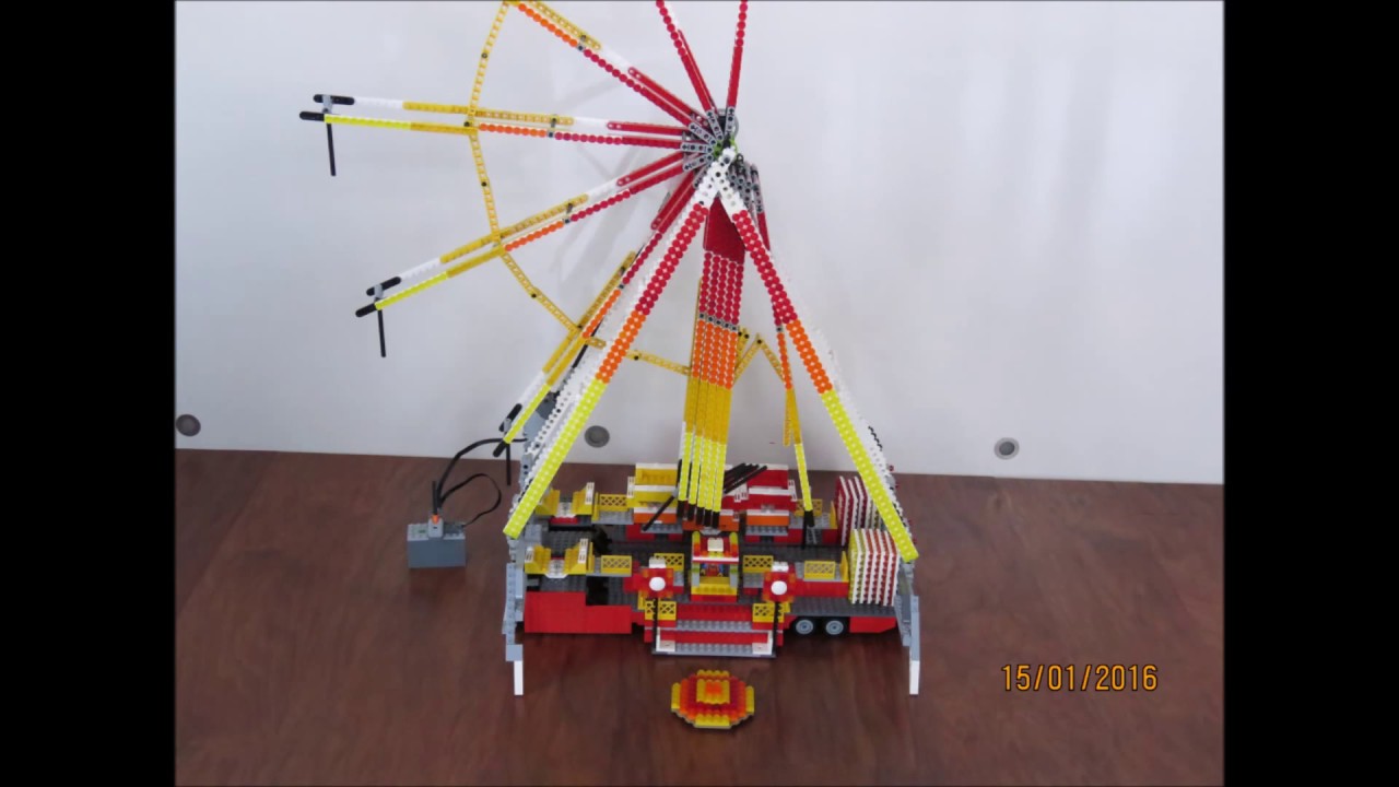 giant lego wheel on 3 trailers with power functions - YouTube
