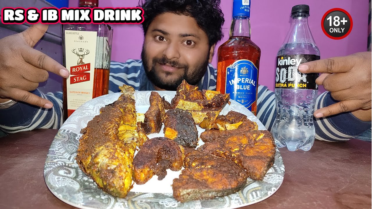 Royal Stag & Imperial Blue Whisky Mix Drinking With Home Made Fish ...