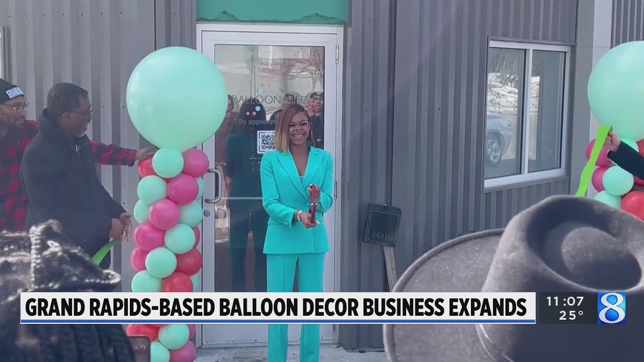 Balloon decor business holds ribbon cutting ceremony - YouTube