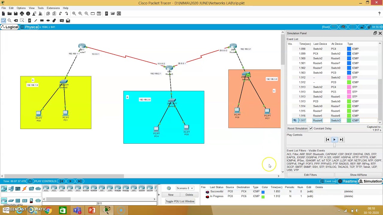 RIP configuration in Packet Tracer - YouTube