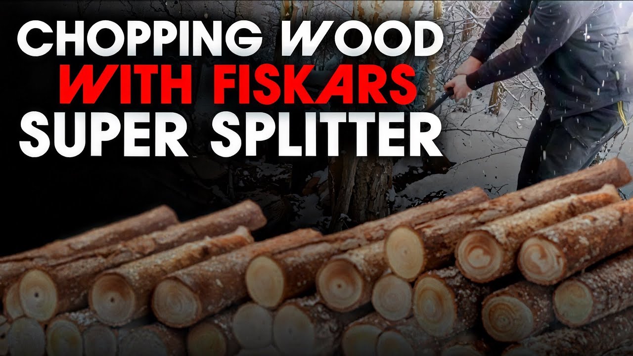 Hard work in the forest: chopping wood with a fiskars super splitter - YouTube