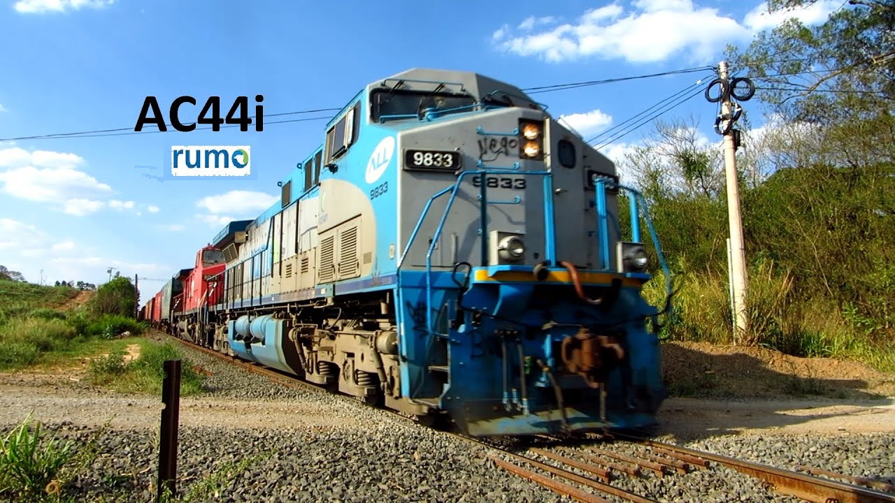 Trem Carregado - GE AC44i #9833 RUMO com C44-9Wm #9049 ALL na Comandada. - YouTube