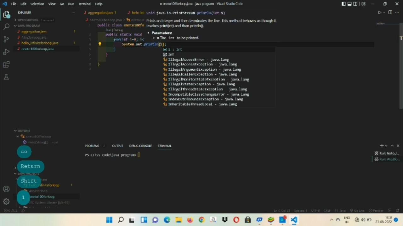 1 to 100 Number count print in Java using for loop - YouTube