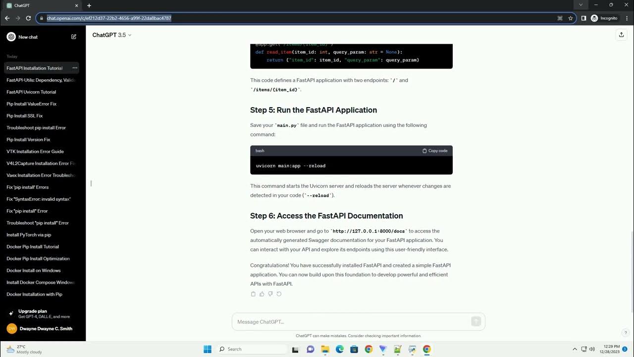 install fastapi using pip - YouTube
