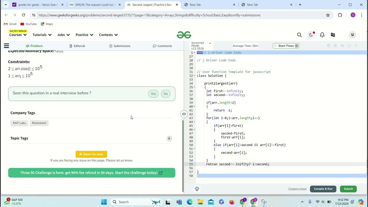 Second Largest in Element Geeks for a geeks - YouTube