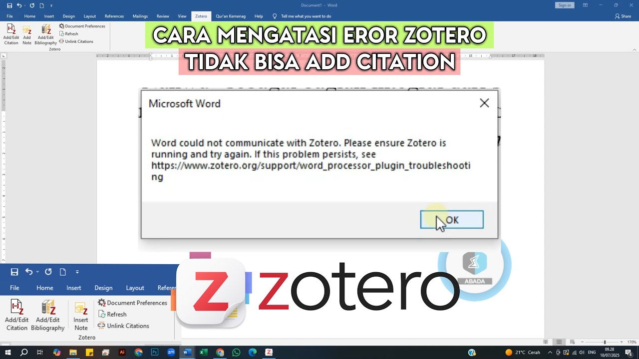 Cara mengatasi Zotero yang tidak muncul di Word #zotero #microsoftword ...