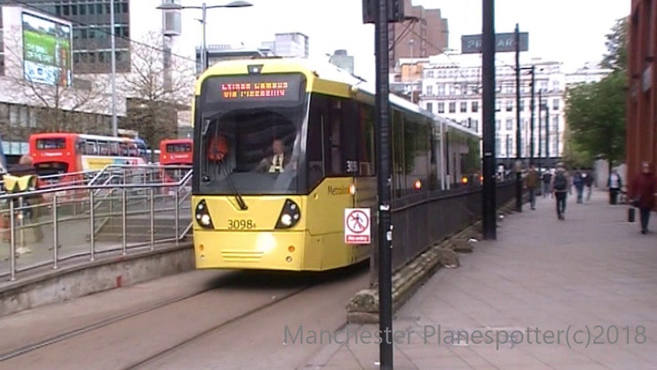 Manchester Metrolink Trams At Manchester Piccadilly Gardens on the 28 ...