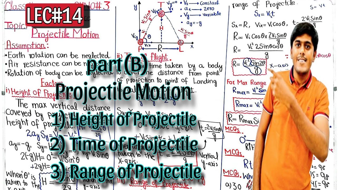 Projectile Motion Class 11 Physics||Height of Projectile||Time of ...