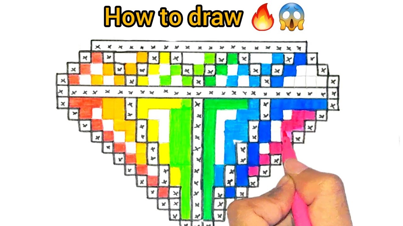 How to Draw Rainbow Diamond Amezing😍| Handmade Pixel Art | step by step ...