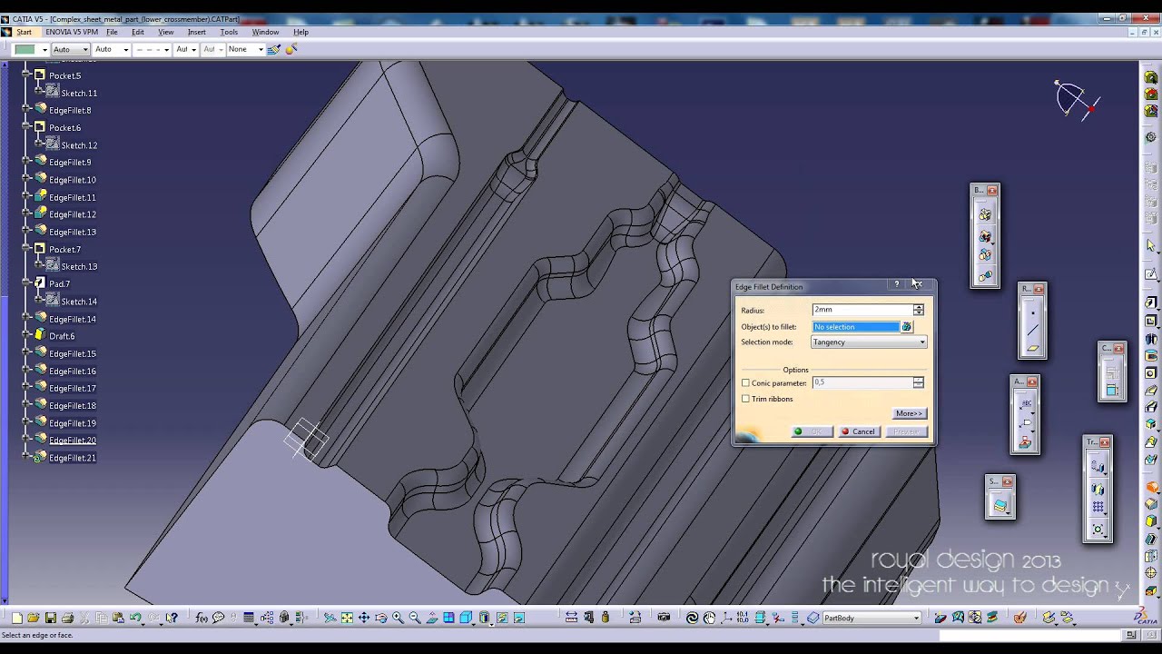 Complex sheet metal part tutorial CATIA V5 (part 3.1) - YouTube