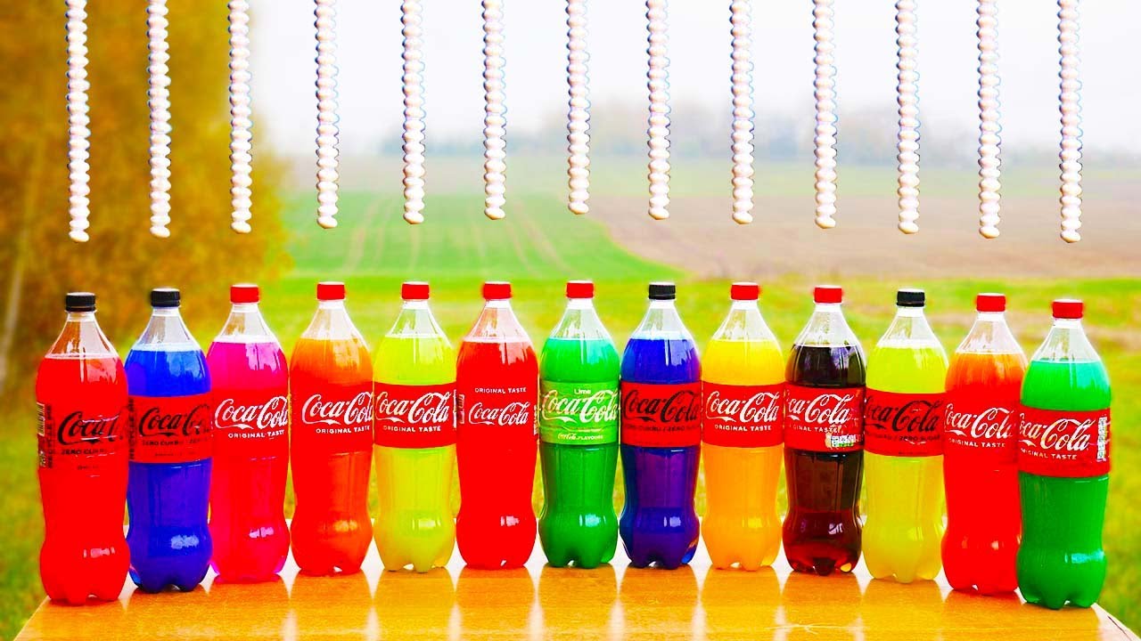 Experiment: Colorful Coca Cola and Mentos! How Many Balloons Burst ...