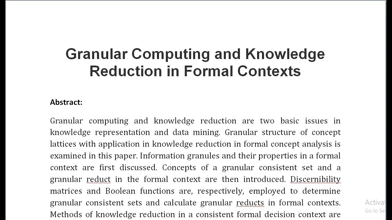 Granular Computing and Knowledge Reduction in Formal Contexts - YouTube