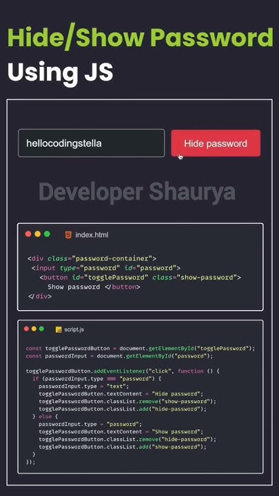 Hide And Show Password In Html Using Javascript Coding Javascript 6484