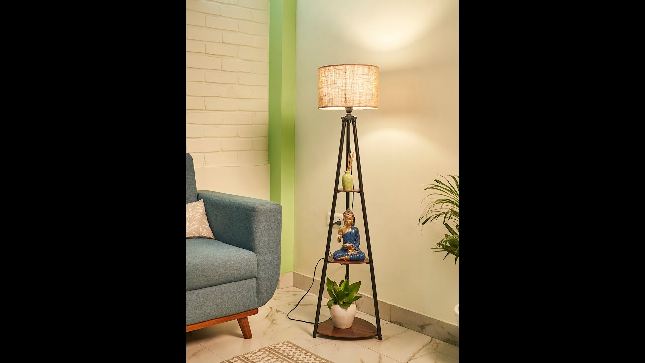 How to install three level decorative wooden floor lamp in detail ...