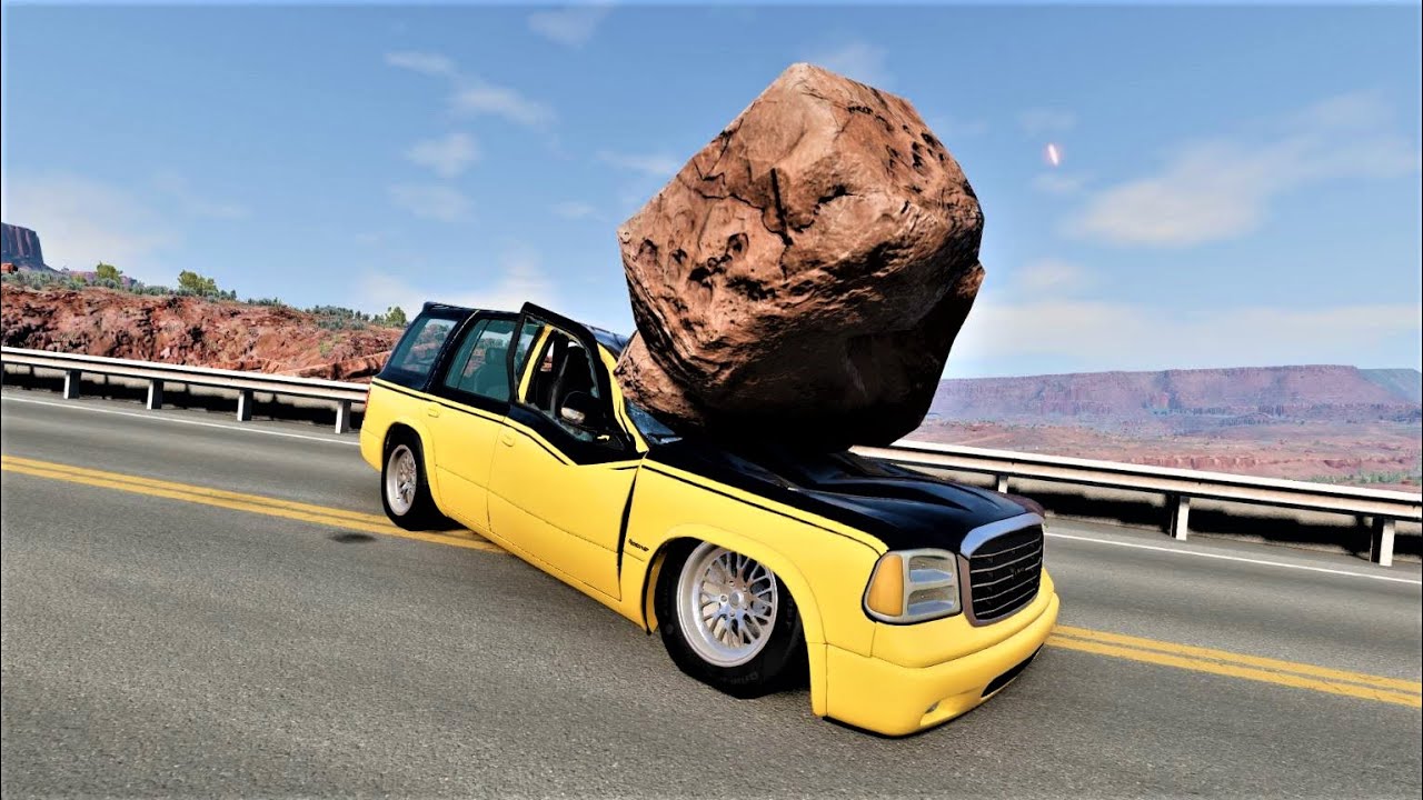 Epic Vehicle Destruction With Giant Rocks | BeamNG.drive - YouTube