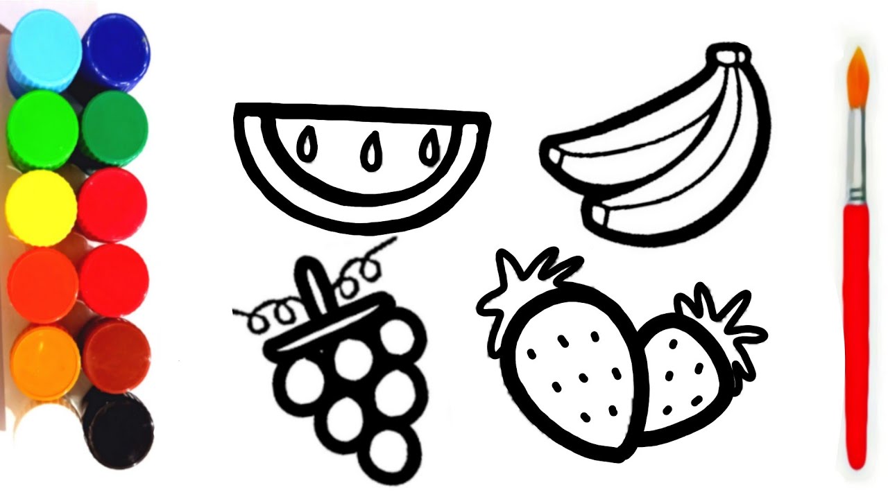 Fruits Drawing and Coloring for kids and toddlers |How to draw ...