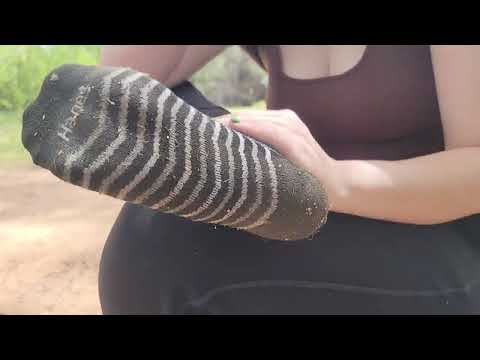 Showing off my dirty hiking socks!