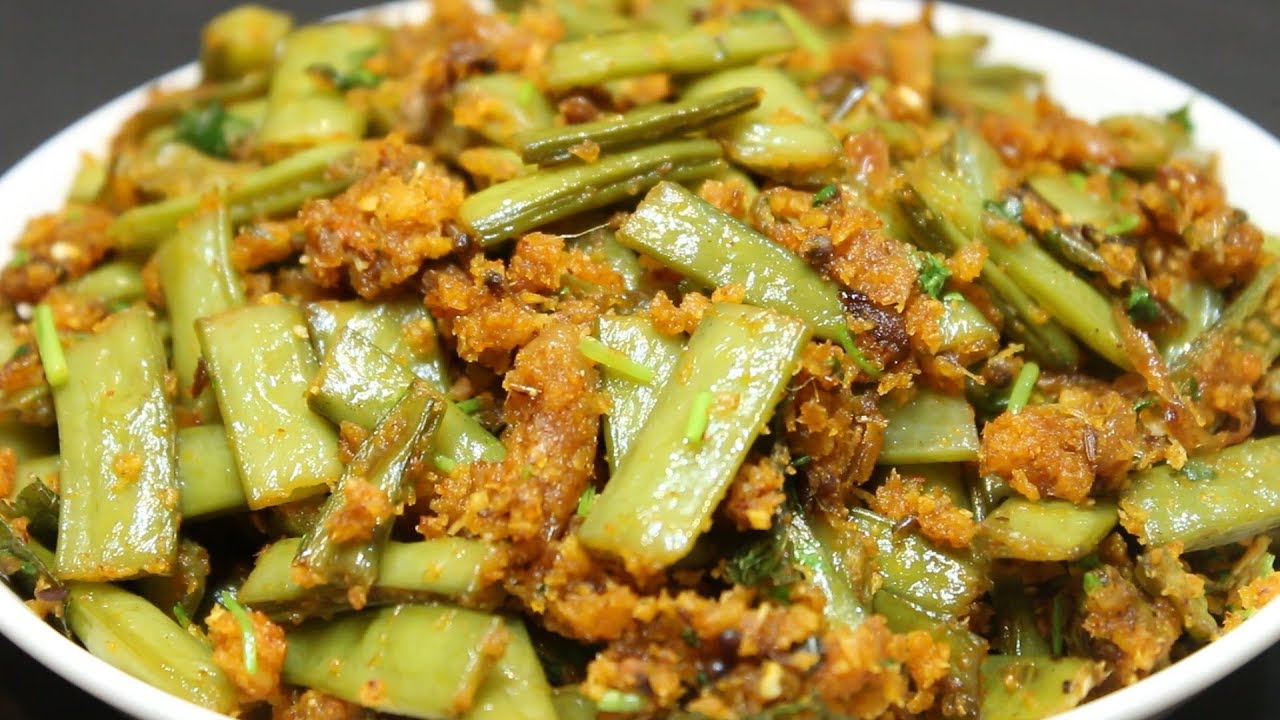 goru chikkudukaya fry గోరు చిక్కుడుకాయ కొబ్బరికారం fry చాల tasty గా ...