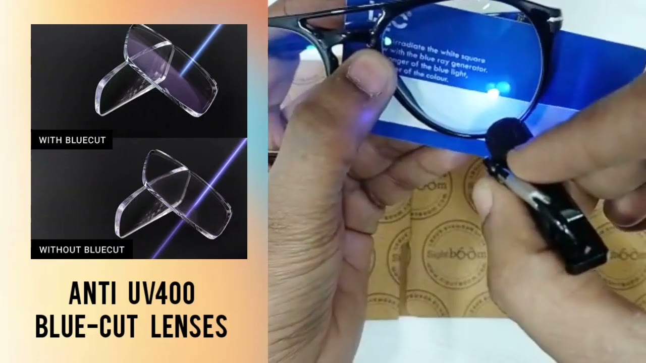 Anti UV 400 Blue Light testing on SightBoom Glasses - YouTube