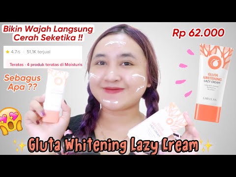 Review GMEELAN Gluta Whitening Lazy Cream - BIKIN WAJAH CERAH SEKETIKA✨💦