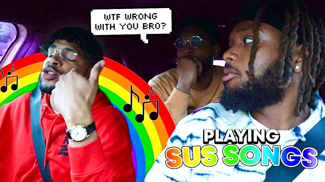 PLAYING "SUS" SONGS INFRONT OF THE GANG... *HILARIOUS* - YouTube