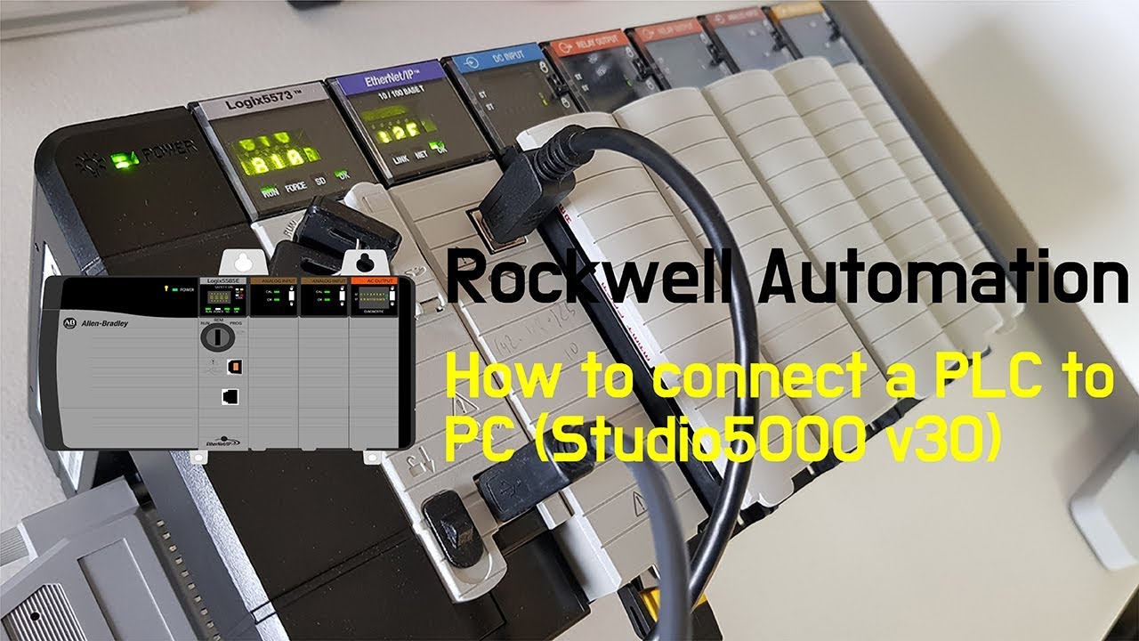 How to connect a Rockwell PLC (AB 1756) to PC (Studio5000) - YouTube