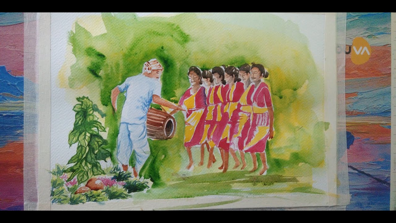 Karam puja special drawing #happy karam puja - YouTube