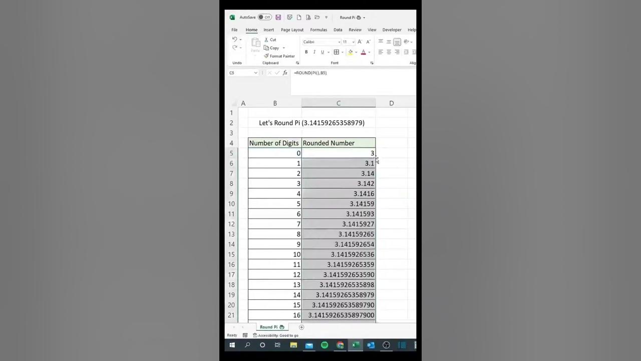 Excel Tips and Tricks - How to use ROUND and PI function in Excel - YouTube
