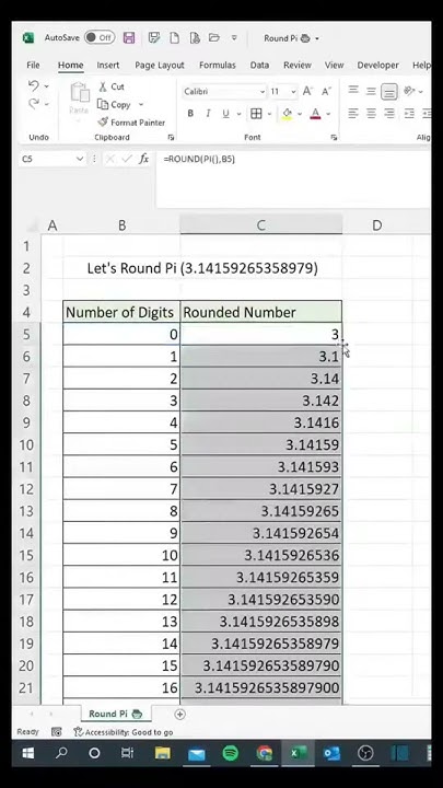 Excel Tips and Tricks - How to use ROUND and PI function in Excel - YouTube