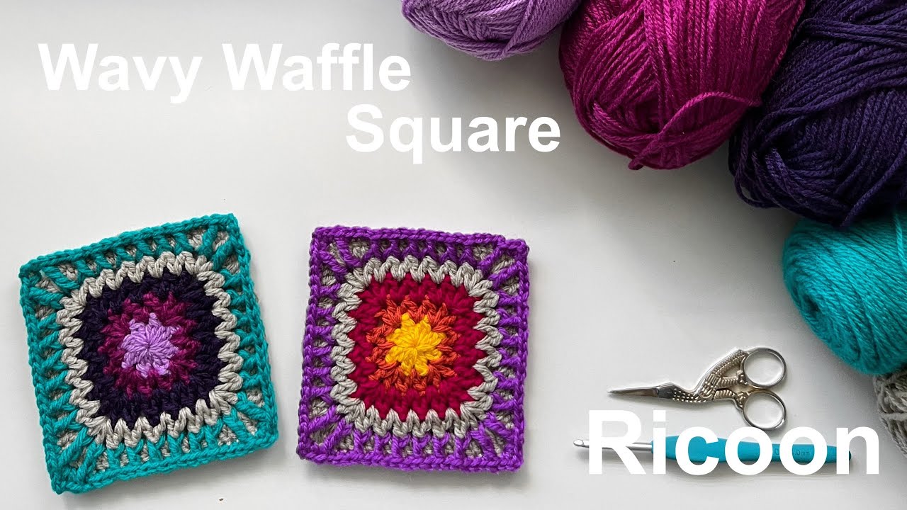 How to crochet Wavy waffle square ＊かぎ針編み＊ウェイビーワッフルスクエア - YouTube