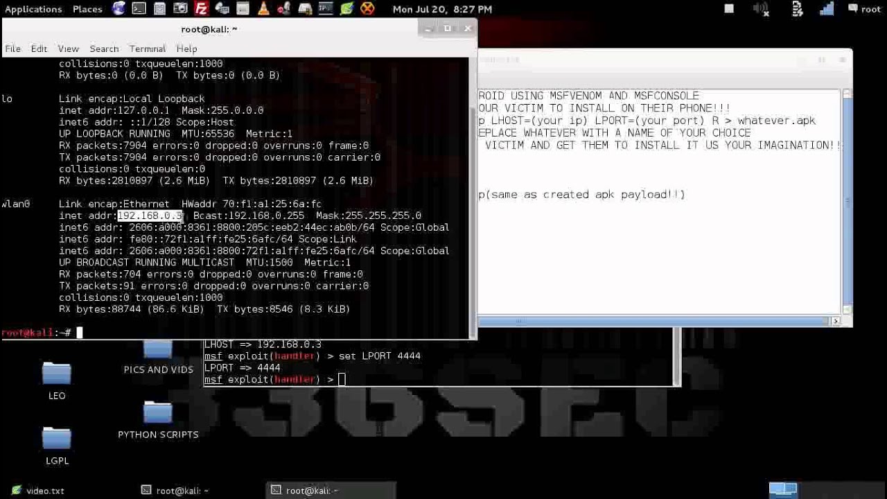 Exploiting android with Msfvenom and Msfconsole - YouTube