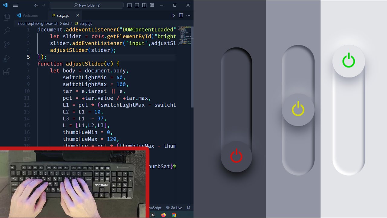 Creating a Neumorphic Light Switch: HTML, CSS, and JavaScript Tutorial - YouTube