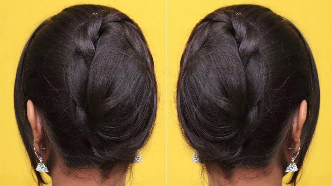 Moni hairstyle | simple hair style girl for wedding | messy bun ...