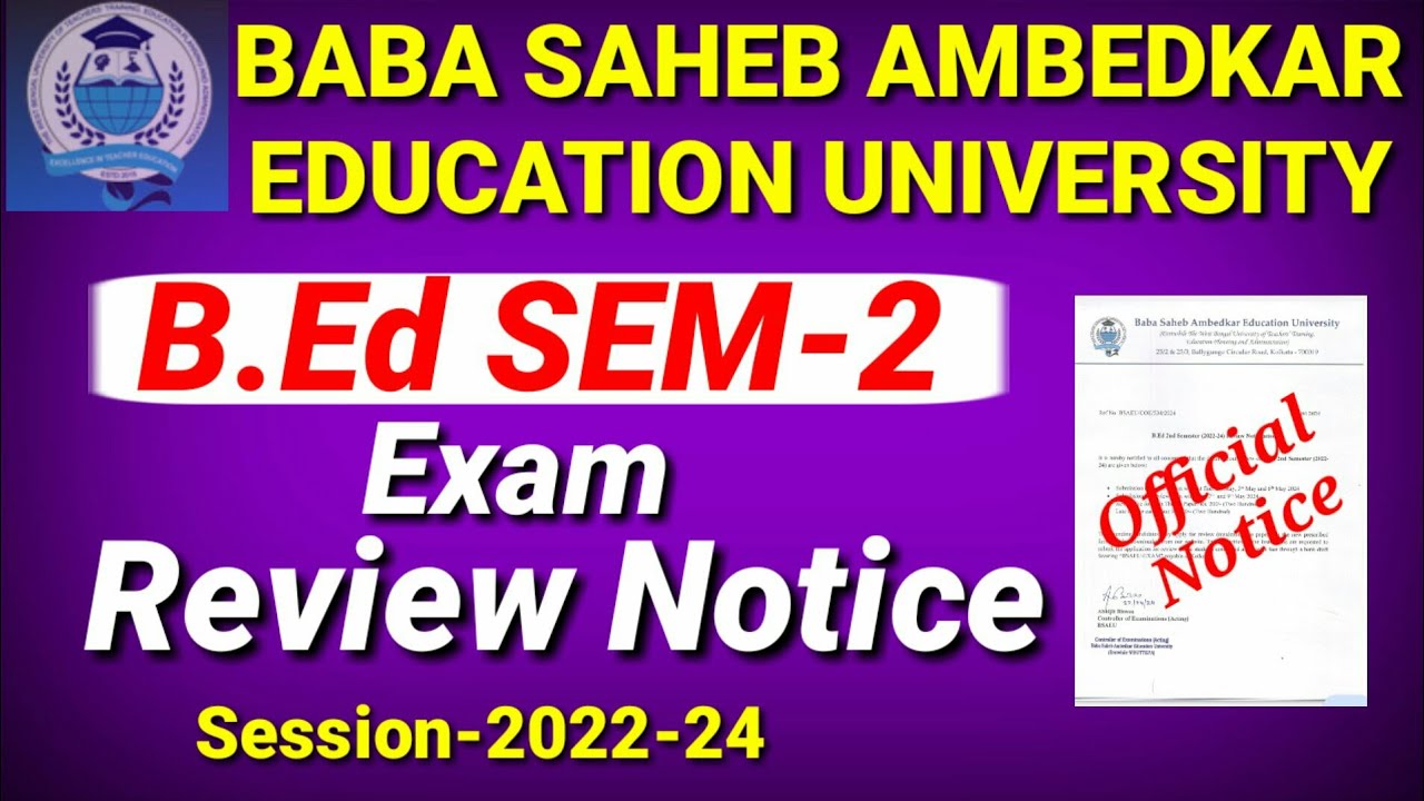 BSAEU B.Ed Sem-2 Review Notice || B.Ed Session-2022-24 || How to apply ...