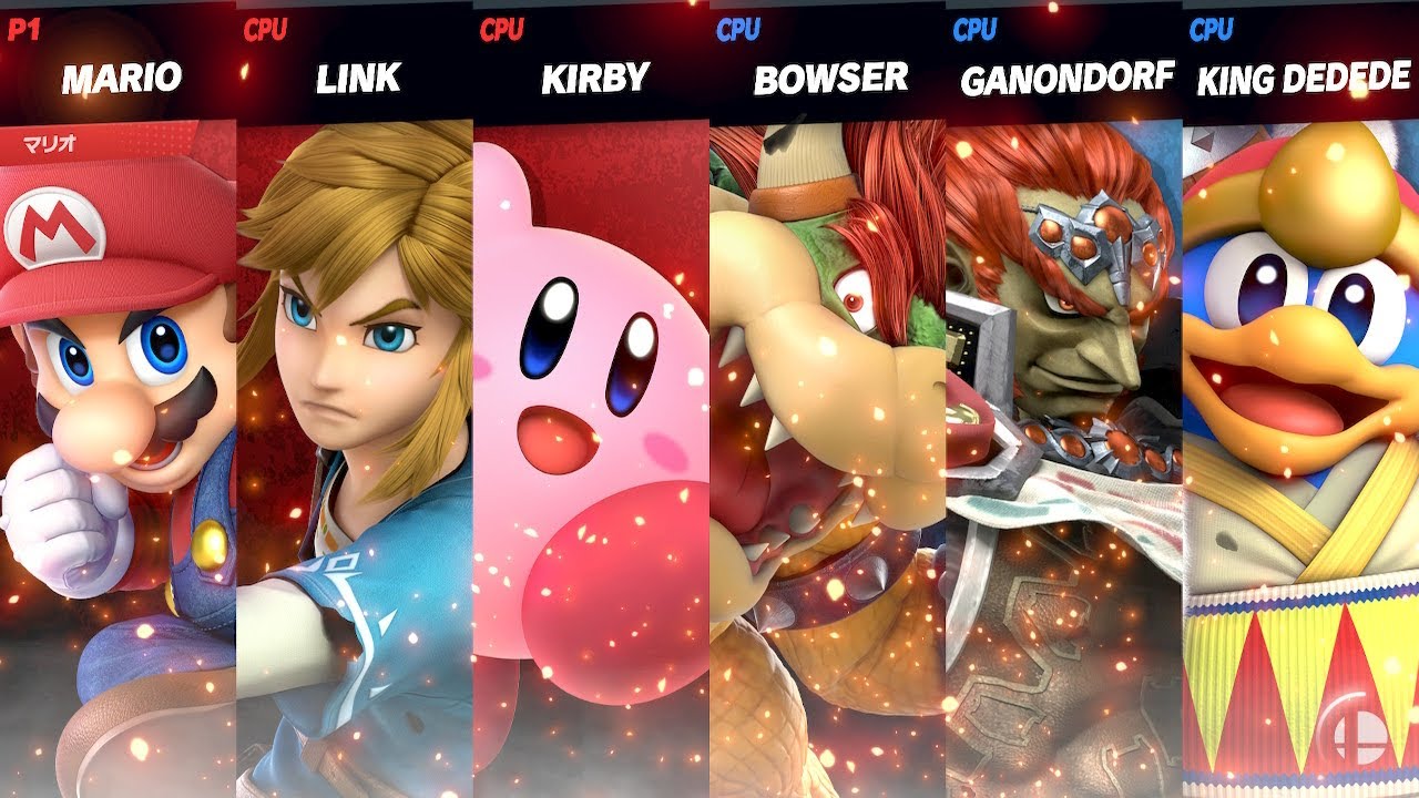 Super Smash Bros Ultimate Mario Link and Kirby Vs Bowser Ganondorf and ...