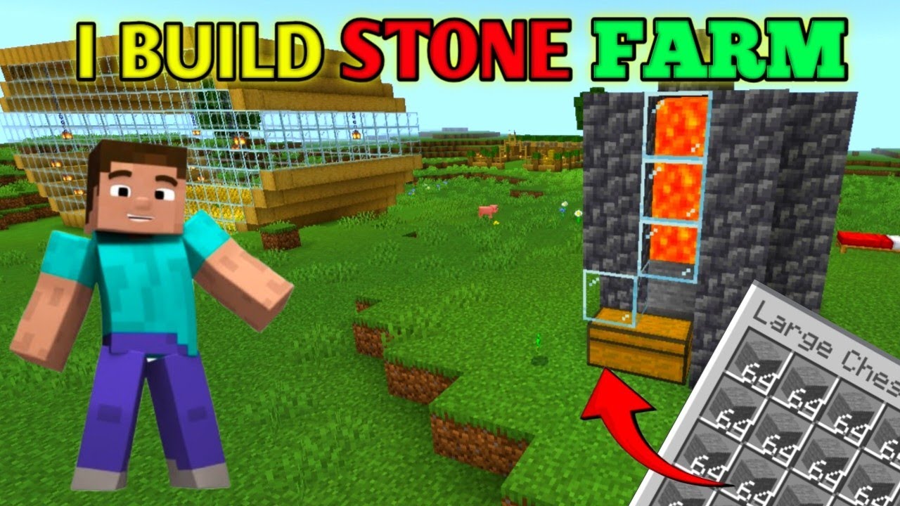 I Build Survival Stone Farm in Minecraft PE |How to Make Stone Farm in ...