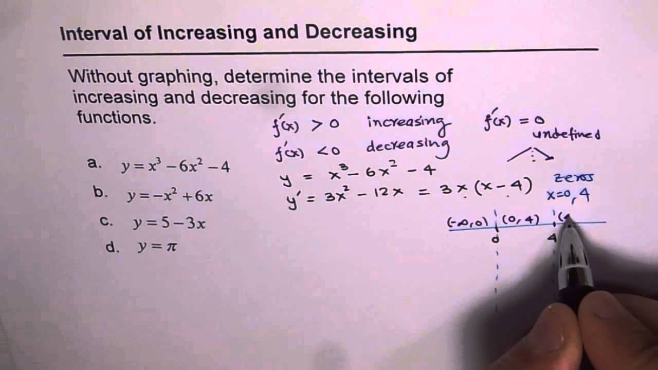 Interval Of Increasing Decreasing Using First Derivatives Youtube
