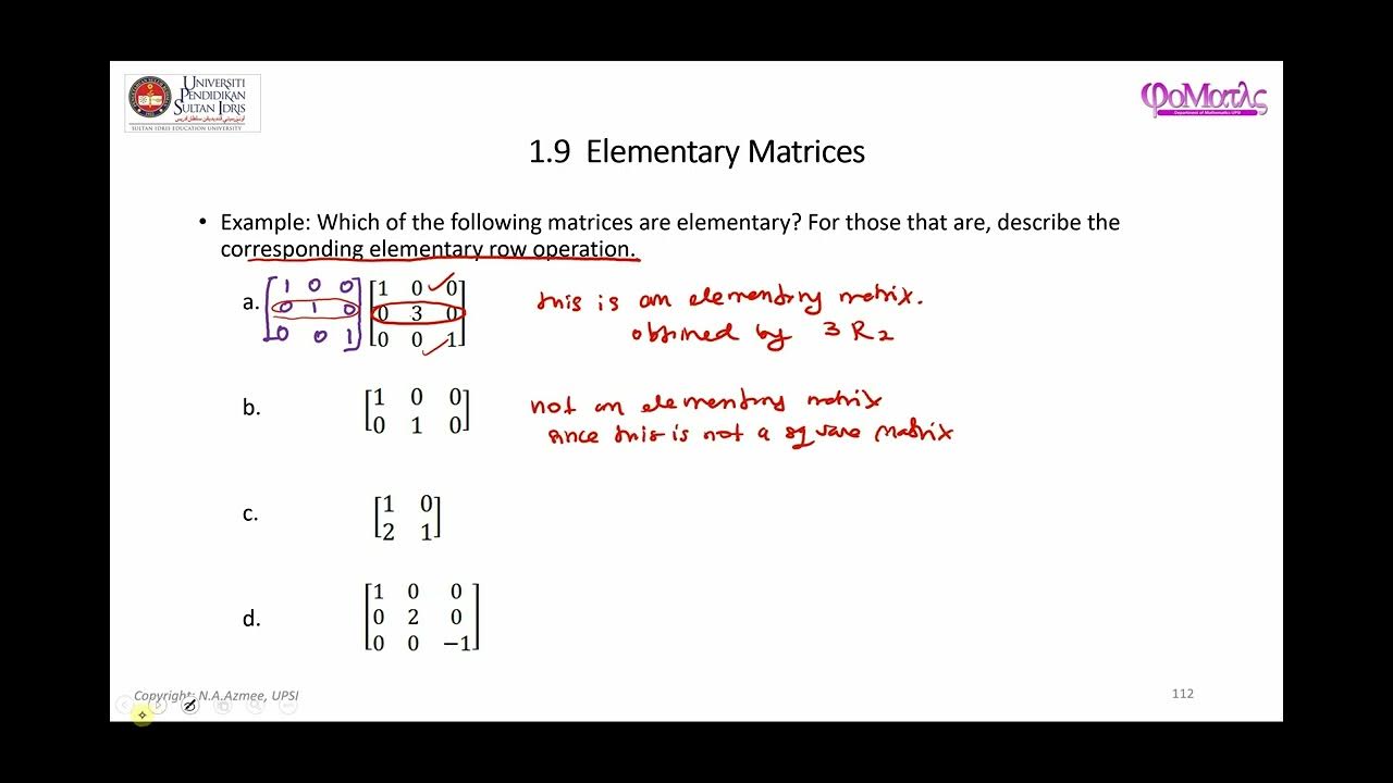 Introduction to Elementary Matrices - YouTube