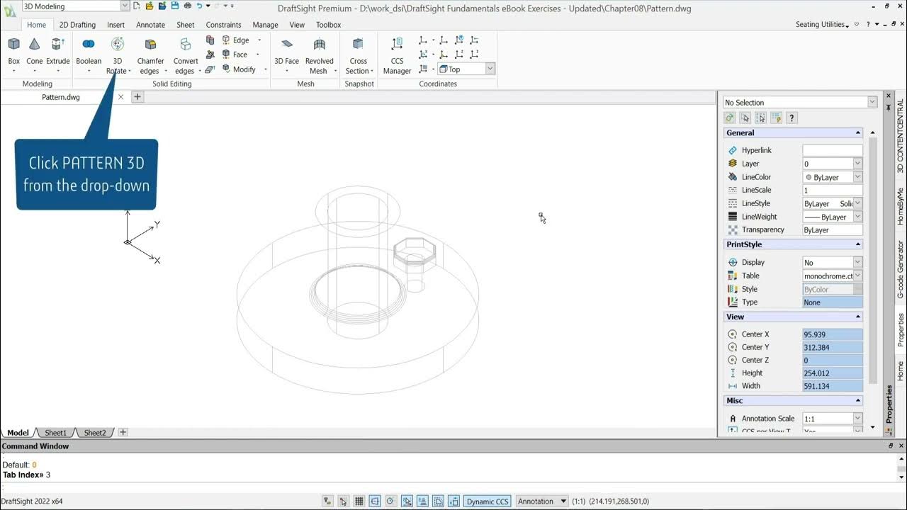 Creating a Rotated Pattern - DraftSight Fundamentals - Lesson 8.6 - YouTube