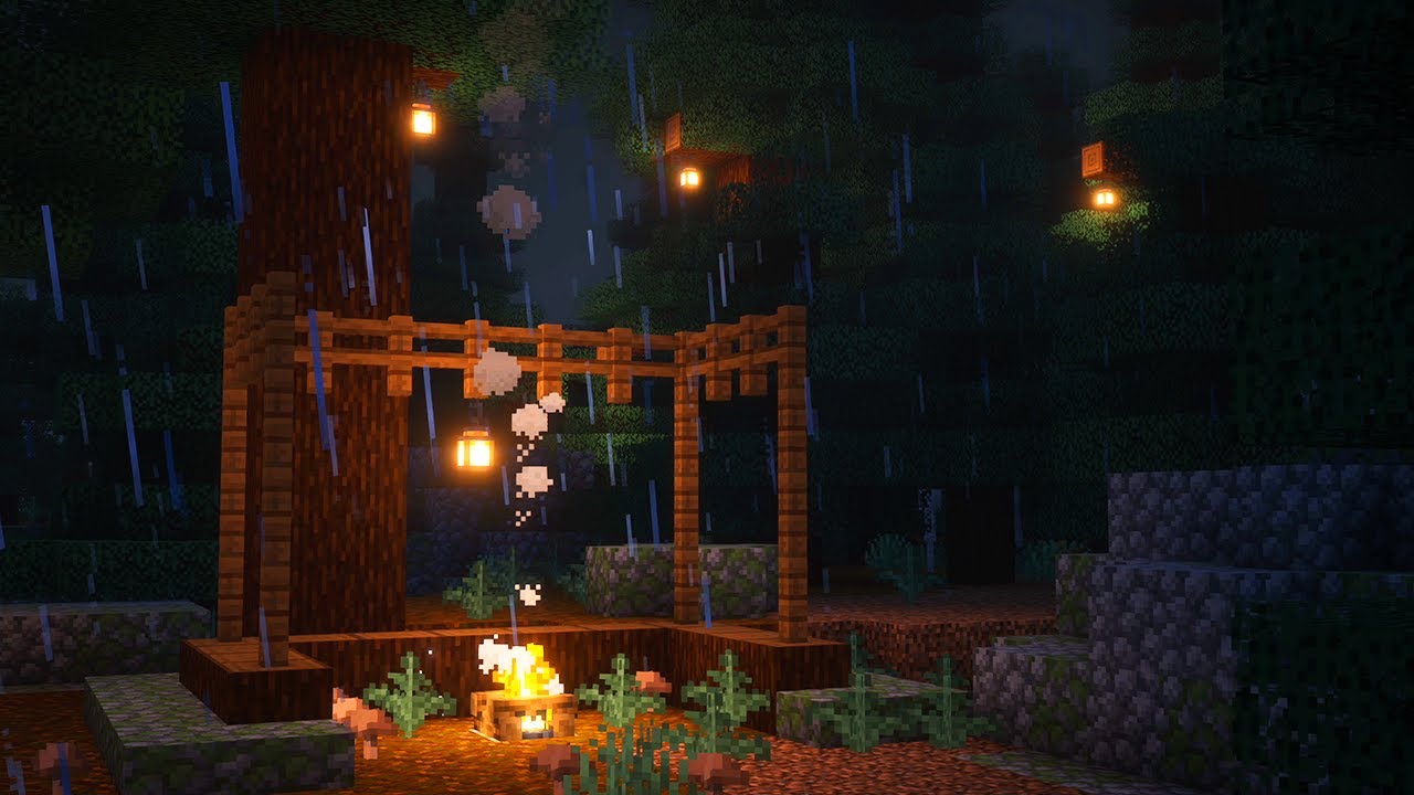 It’s a cozy night, sleep tight… (minecraft music w/ gentle rain & fire) - YouTube