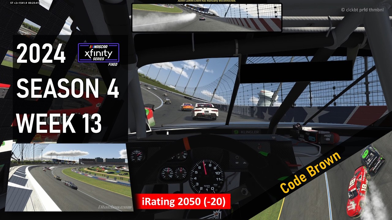 Walls at Charlotte NASCAR Xfinity iRacing 2024 Season 4 Week 13 - YouTube
