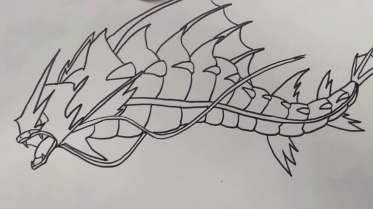 How to draw Mega Gyarados a Pokemon - YouTube