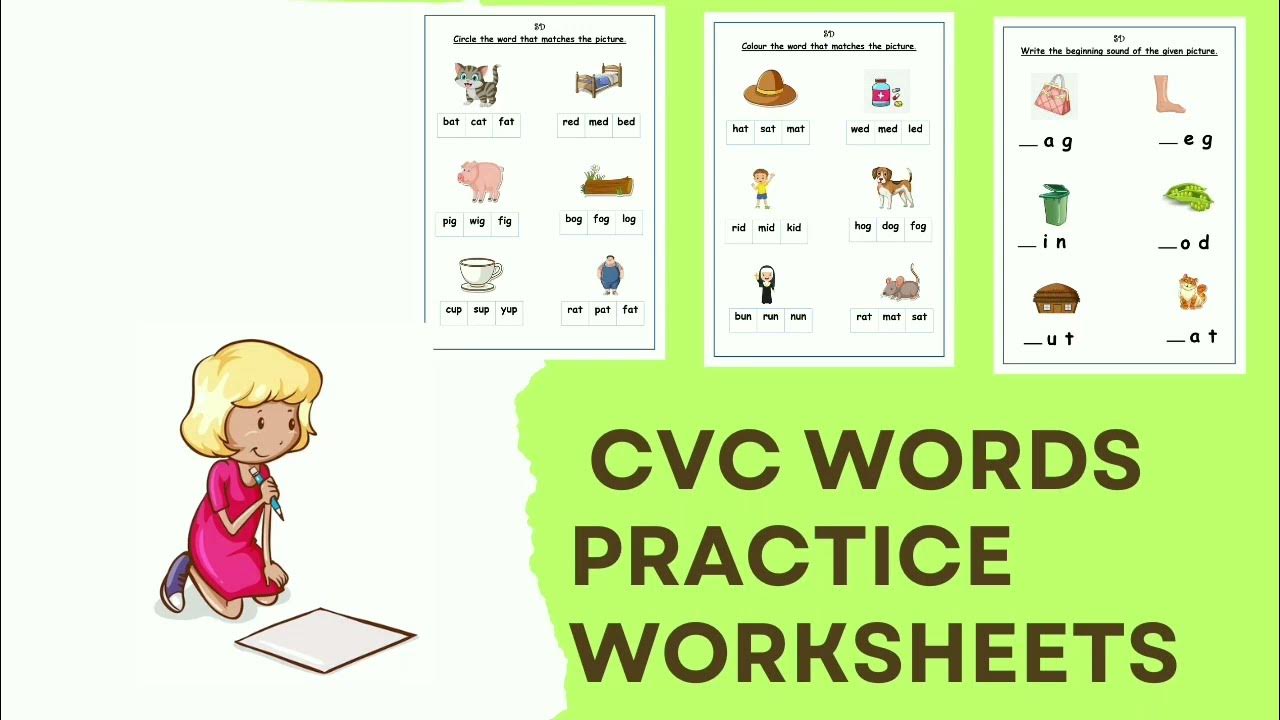 CVC words practice free printable worksheets |Video-10| Phonics - YouTube