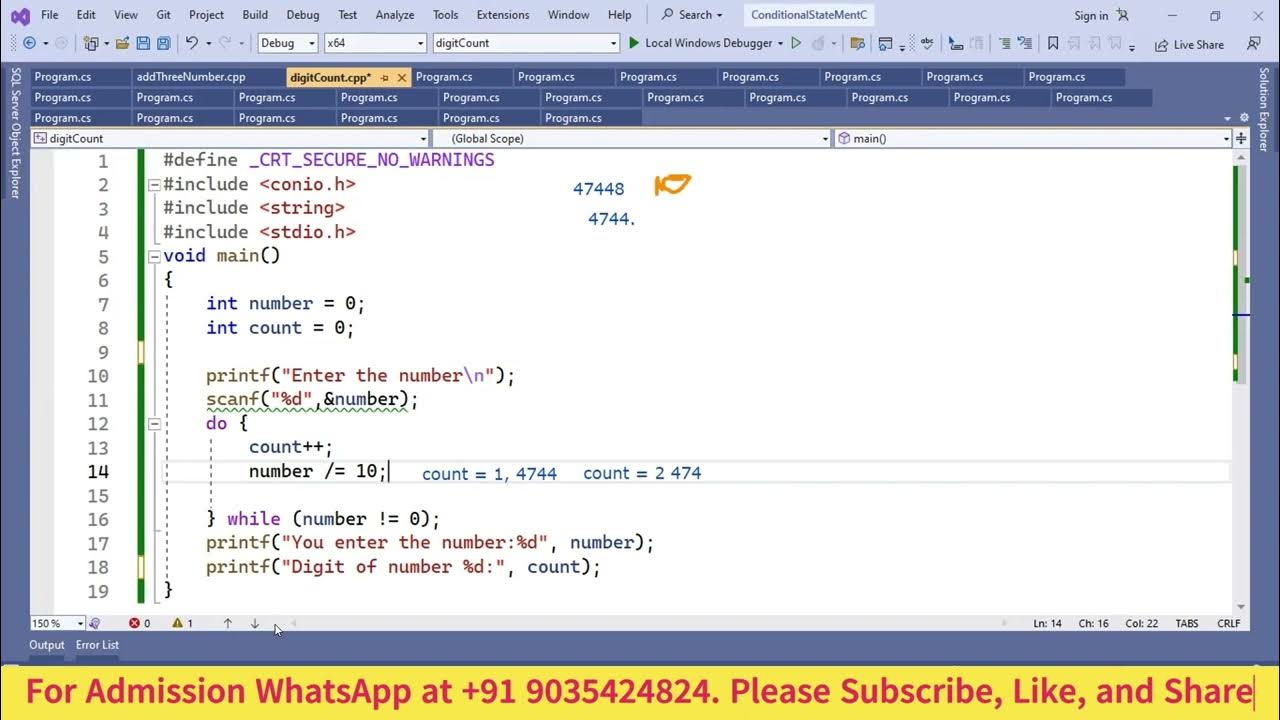 C Programming - Complete Tutorial - Enter a number and get the number of digits of that number ...