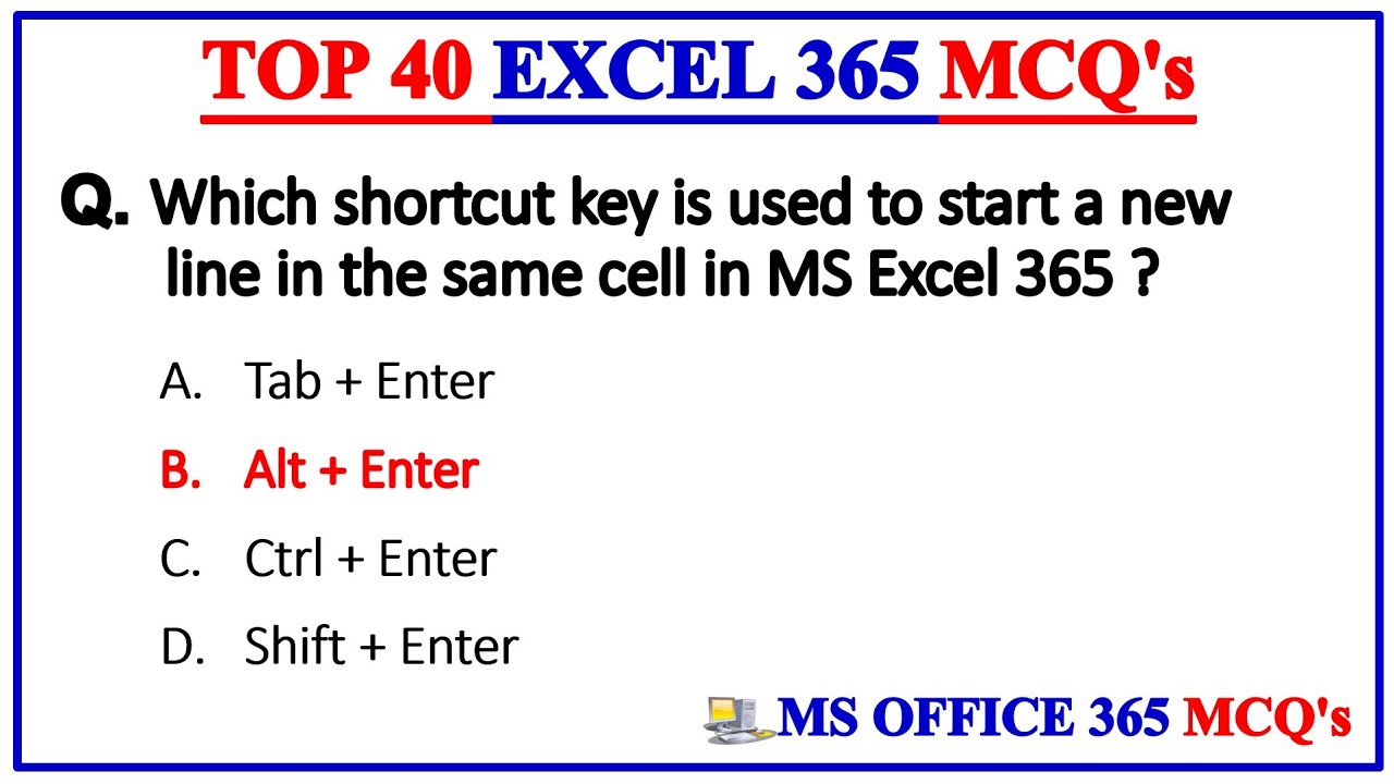 MS Office 365 MCQ | Excel 365 MCQ Questions and Answers - YouTube