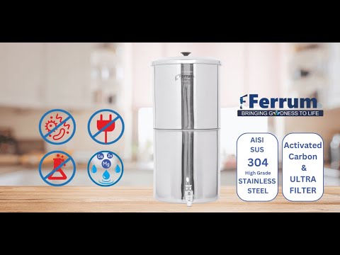 Ferrum SS304 Ultra Pro Gravity Water Purifier. Stainless Steel & Non Electric with Ultra Filter ...