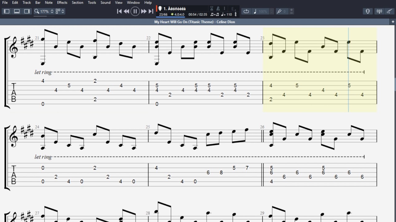[Guitar Tablature] My Heart Will Go On from Titanic - James Horner ...