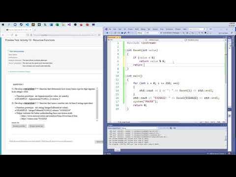 CIS2542 - Advanced C++ Programming - Activity 12 - Recursion - YouTube
