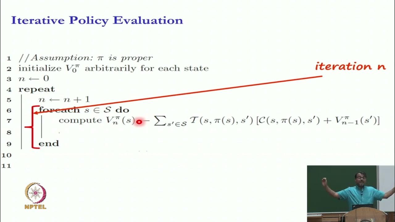 Markov Decision Processes: Iterative Policy Evaluation | Week 10 lecture 8 | by Prof. Mausam ...